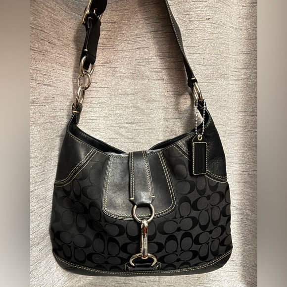 Coach | Bags | Coach Euc Signature Jacquard Leather Horsebit Hobo Bag ...